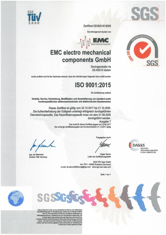 EMC electro mechanical components GmbH: Quality management